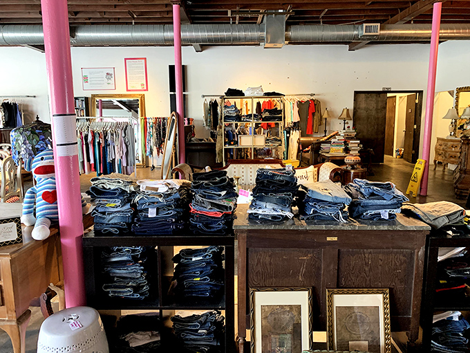 Neatly folded stacks of quality denim make finding your perfect pair a breeze rather than the archaeological dig it becomes at other thrift stores.