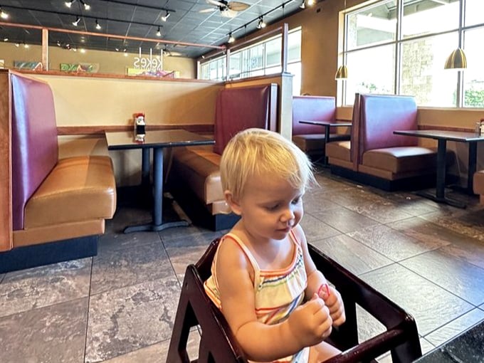 Even the youngest diners find joy at Keke's, where pancakes larger than their heads become breakfast adventures worth tackling.