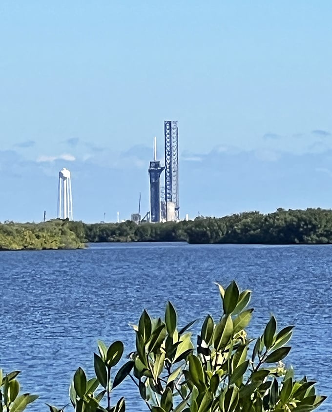 Rockets stand like exclamation points against Florida's blue sky, their sleek forms belying the explosive power that once propelled them beyond Earth's grasp.