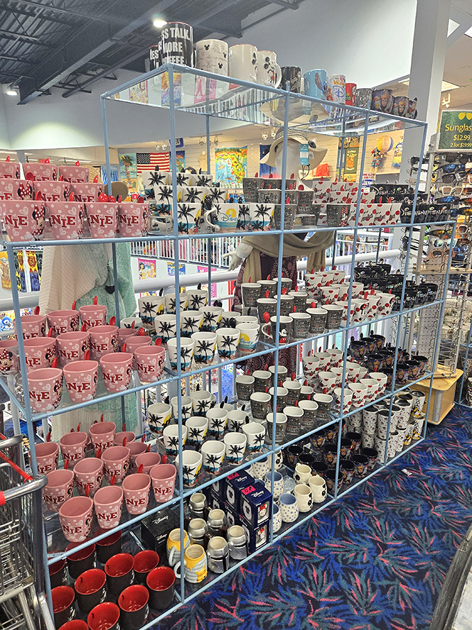 Mug collection extraordinaire: Coffee tastes better when sipped from a character's face &ndash; at least that's what this impressive wall of Disney drinkware suggests.