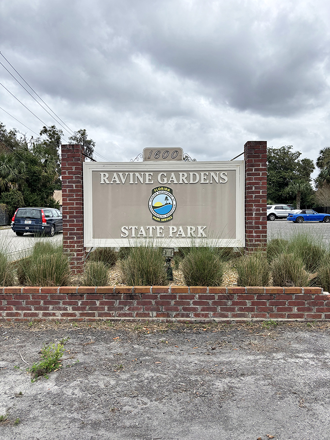 The unassuming entrance sign belies the extraordinary landscape within &ndash; Florida's geological oddity hiding in plain sight.