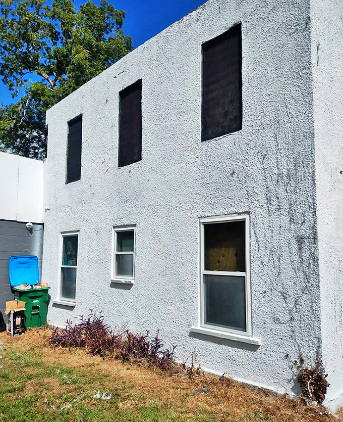 The side view reveals the jail's simple, utilitarian design&mdash;form following function in an era before rehabilitation became part of the correctional conversation.