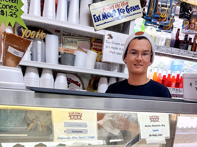 Behind the counter, staff members serve up scoops of happiness with the practiced precision of sugar-slinging professionals.