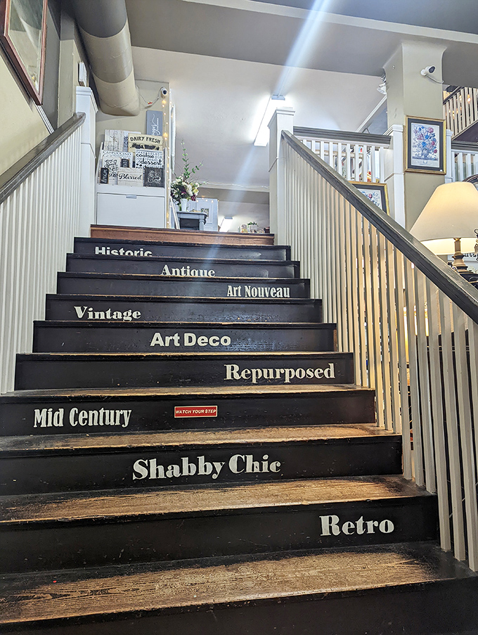 Stairway to heaven? No, better&mdash;stairway to collectibles, where each step labels an era you've probably owned something from.