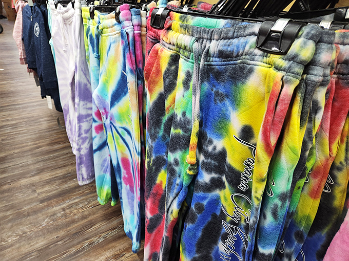 Tie-Dye Track Pants: Psychedelic patterns explode across these comfortable loungers, perfect for beach strolls or making bold fashion statements.
