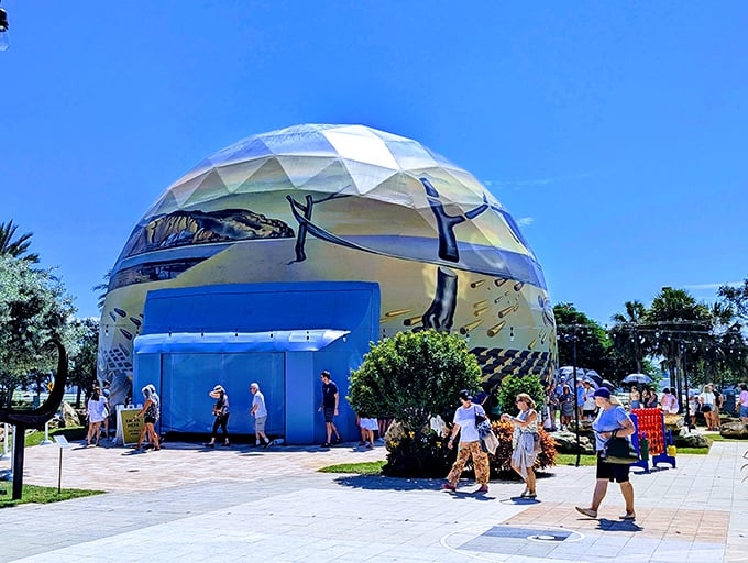 The distinctive dome exterior beckons visitors with promises of surrealist adventures inside&mdash;like a spaceship from Planet Imagination that's just landed.
