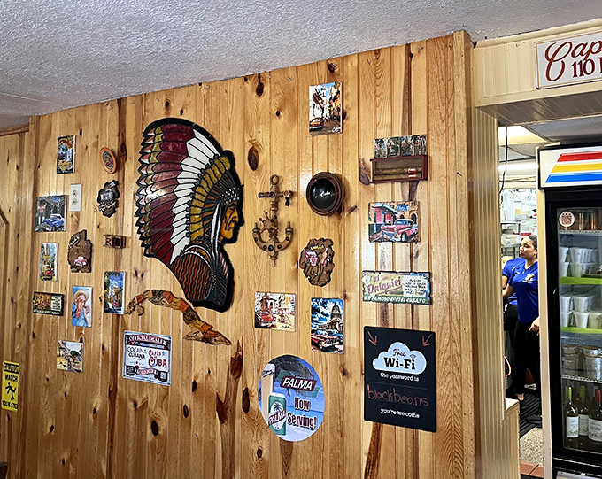 The wall decorations tell stories of cultural heritage &ndash; a fascinating blend of Cuban memorabilia, Native American art, and local flavor.