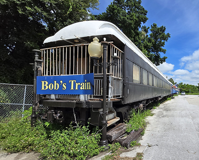A closer look at one of the vintage passenger cars that make up Bob's Train restaurant in Sarasota.