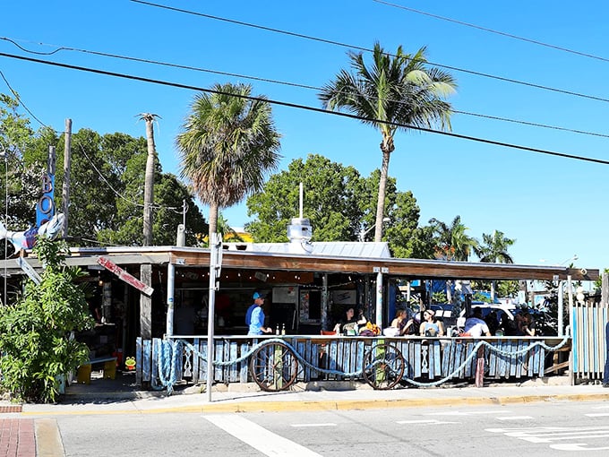 The colorful, cobbled-together appearance of B.O.'s Fish Wagon tells you you've found a true Keys original where the fish sandwich is the stuff of legend.