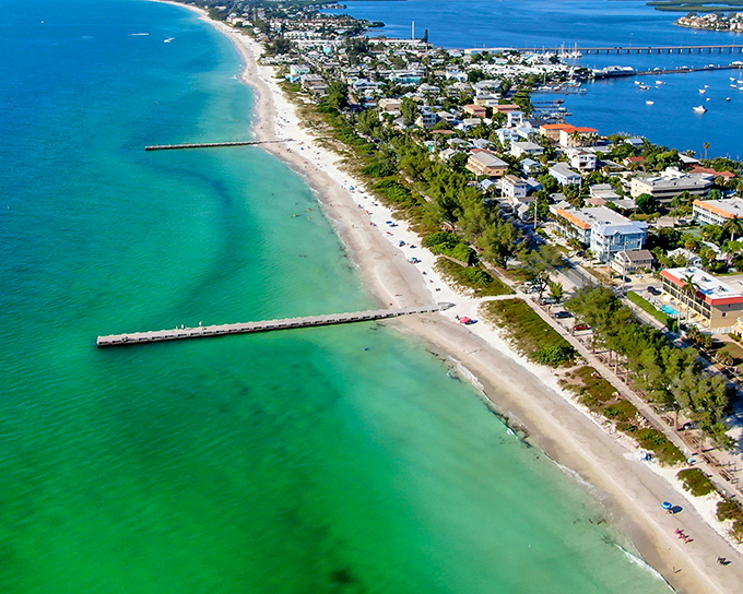 Anna Maria's pier stretches like a welcome mat into Tampa Bay, inviting visitors to venture further into the island's aquatic playground.