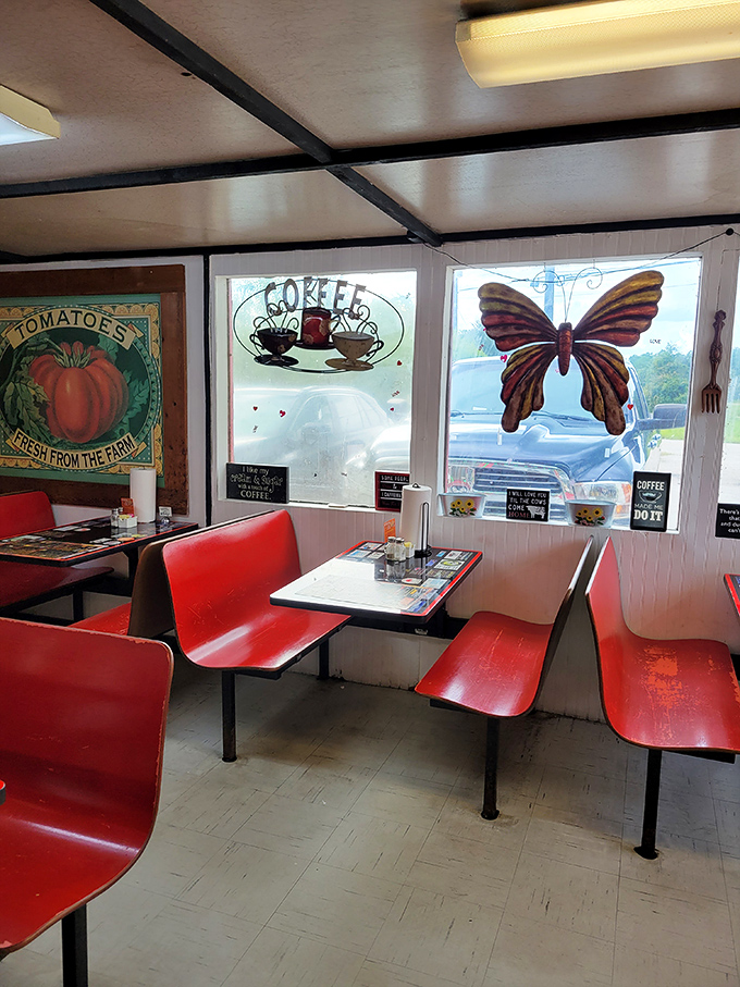 Red vinyl booths and vintage signs create that perfect "I've discovered something authentic" atmosphere we all crave.