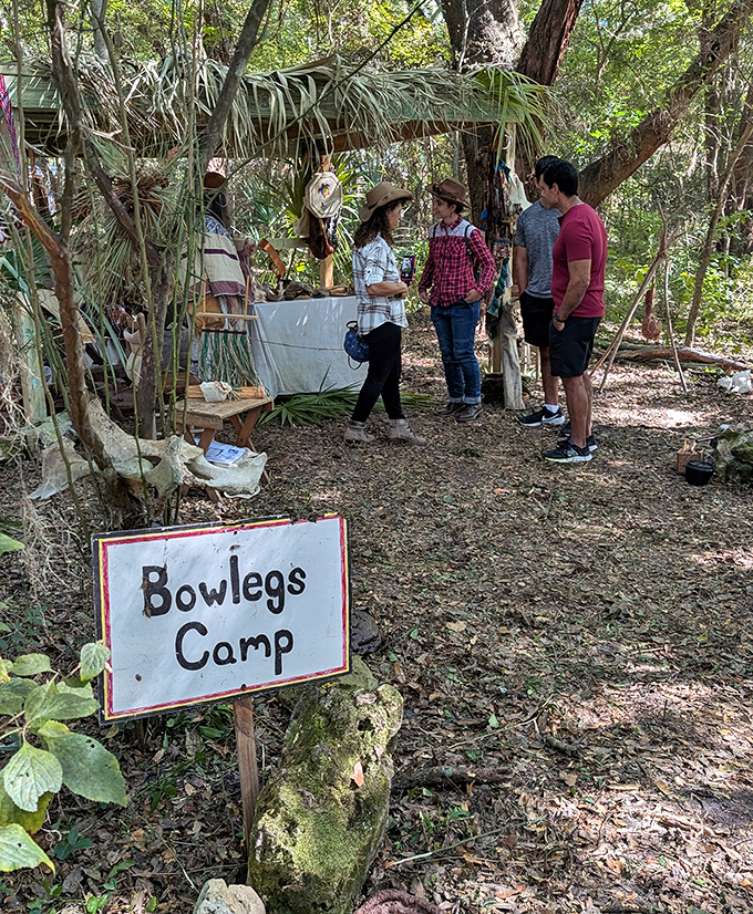 Bowlegs Camp recreates frontier life with impressive attention to detail, offering visitors a glimpse into Florida's rugged past.