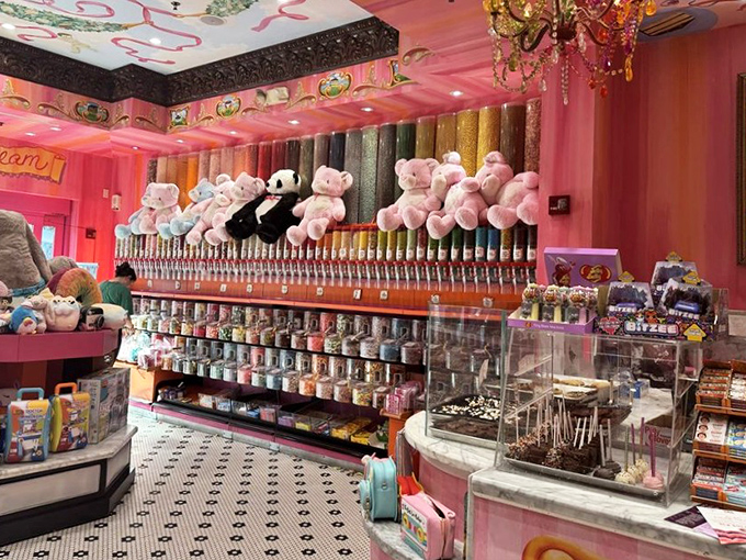 The candy section offers enough sugar to power a small city, arranged in a rainbow display that's practically hypnotic.