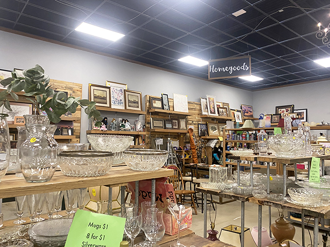 Crystal glassware and vintage serving pieces sparkle under the lights&mdash;elegant entertaining doesn't require a platinum credit card.