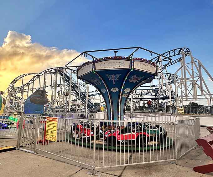 These metallic cylinders spin with enough centrifugal force to make passengers question both physics and their lunch choices.