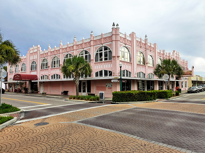 The pink Koch Building stands as Arcadia's architectural crown jewel. This blush-colored beauty has witnessed more Florida history than a lifetime resident.