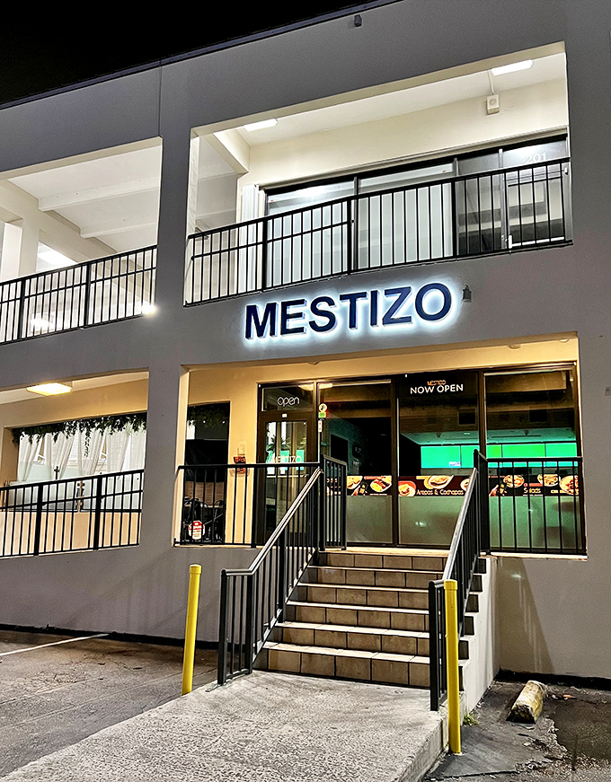 MESTIZO Restaurant glows invitingly at night, promising Latin fusion dishes worth changing out of your beach clothes for.