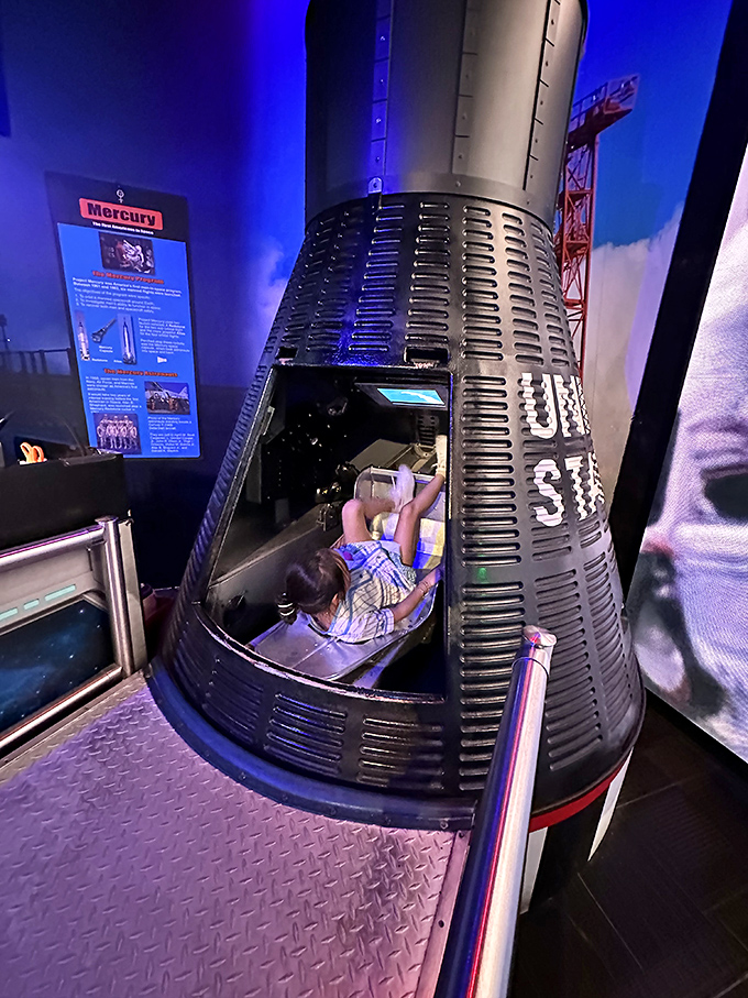 The Mercury space capsule replica gives earthbound visitors a taste of astronaut life, minus the years of training and freeze-dried ice cream.