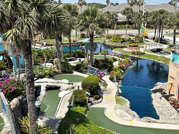 Mini-Golf Overlook: From this vantage point, the entire tropical wonderland unfolds below &ndash; a miniature world where every detail contributes to the fantasy.