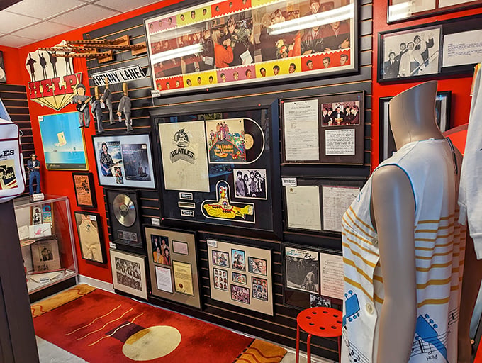 Every inch of wall space tells another chapter in the Beatles story, from their Liverpool beginnings to their final rooftop concert.