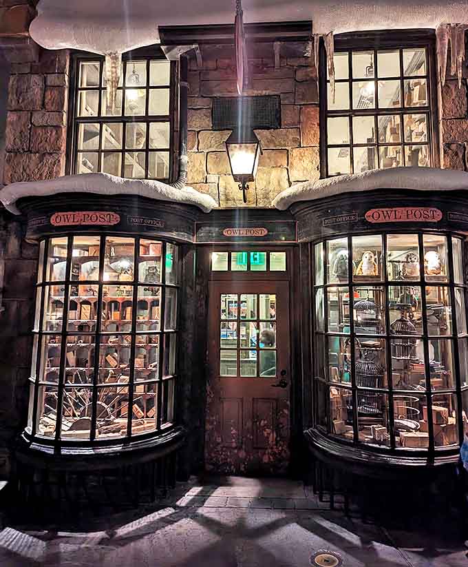 The Owl Post offers actual working postal service, sending letters with Hogsmeade postmarks that will confuse your non-Potter-fan relatives delightfully.