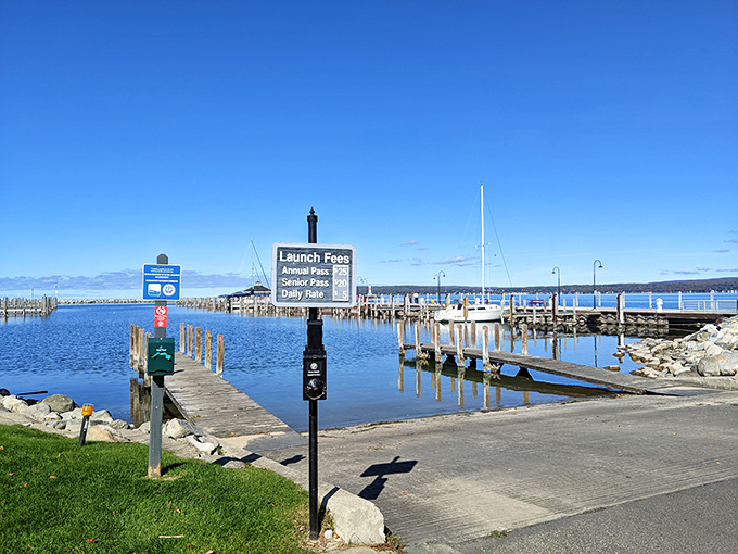 Petoskey City Marina Where boats bob gently in their slips and landlubbers dream of adventures on Little Traverse Bay's inviting waters.