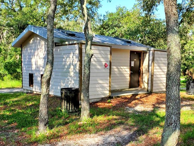 Even the restrooms blend harmoniously with the surroundings &ndash; proof that practical facilities can respect their natural setting.