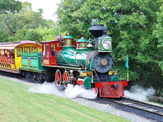 The Roger E. Broggie locomotive, named after one of Walt's original Imagineers, demonstrates Disney's commitment to preserving railroad heritage.