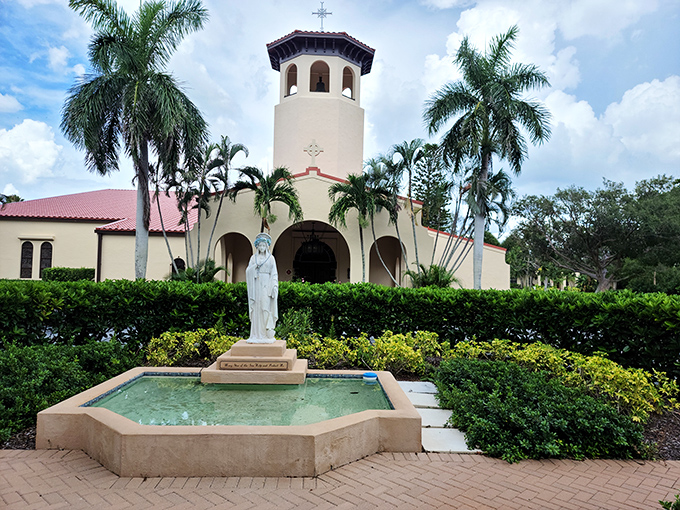 St. Mary Star of the Sea Church offers spiritual sanctuary beneath swaying palms, its Mediterranean architecture a nod to Florida's heritage.