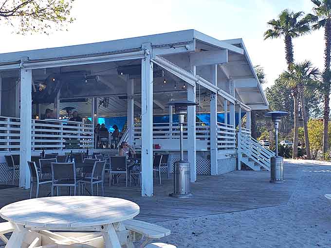 The Bay's waterfront dining deck offers casual coastal cuisine with your toes practically in the sand&mdash;seafood tastes better when you can see its source.