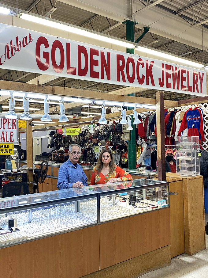 Behind the counter at Golden Rock Jewelry, proprietors share their expertise with customers seeking sparkle in an unassuming setting.