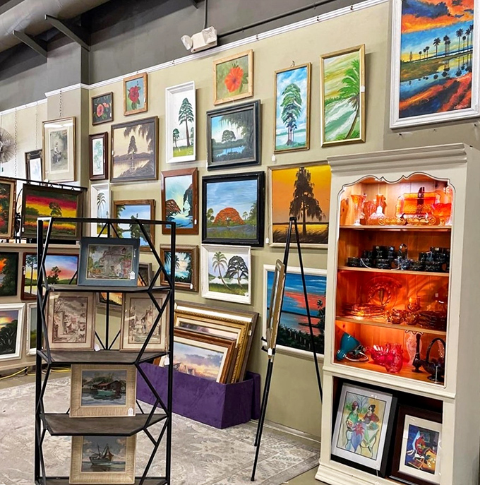 Wall-to-wall Florida dreamscapes! These sunset paintings practically radiate warmth like a January postcard to your freezing relatives up north.