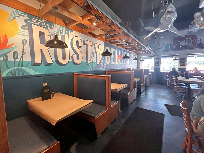 Cozy booths invite you to settle in for a seafood adventure, with maritime-inspired surroundings that remind you exactly where your dinner came from.