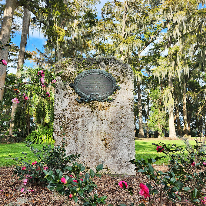 History set in stone &ndash; this dedication plaque reminds us that preserving natural beauty is always a worthy endeavor.