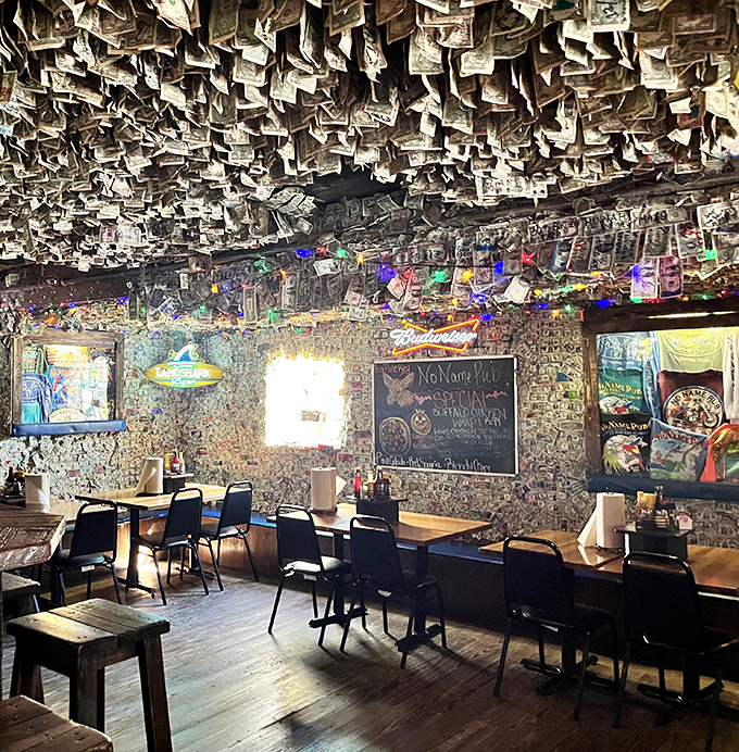 Every meal comes with money views in this uniquely decorated dining room, where thousands of dollar bills create an unforgettable backdrop.