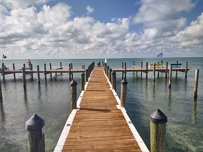 A perfect pier stretches into crystal waters – inviting you to cast a line or just contemplate life's big questions.