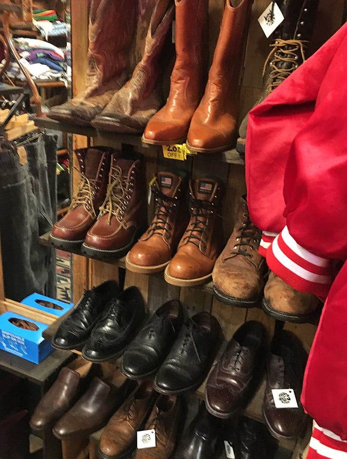 Well-worn leather tells tales of adventures already taken &ndash; these vintage boots and oxfords are waiting for their next chapter.