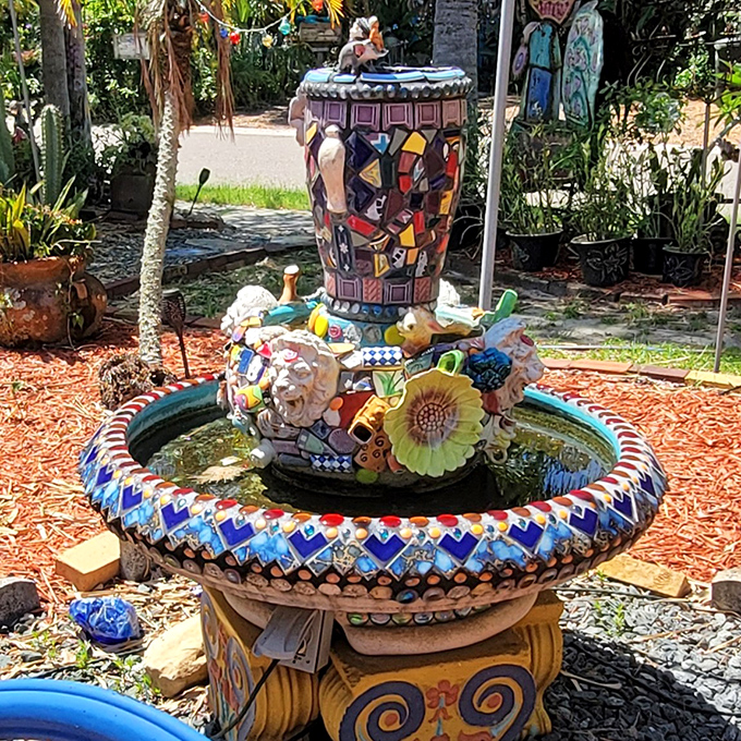 Water dances through this mosaic masterpiece, where every tile tells a story and even functional features become fantastical art installations.