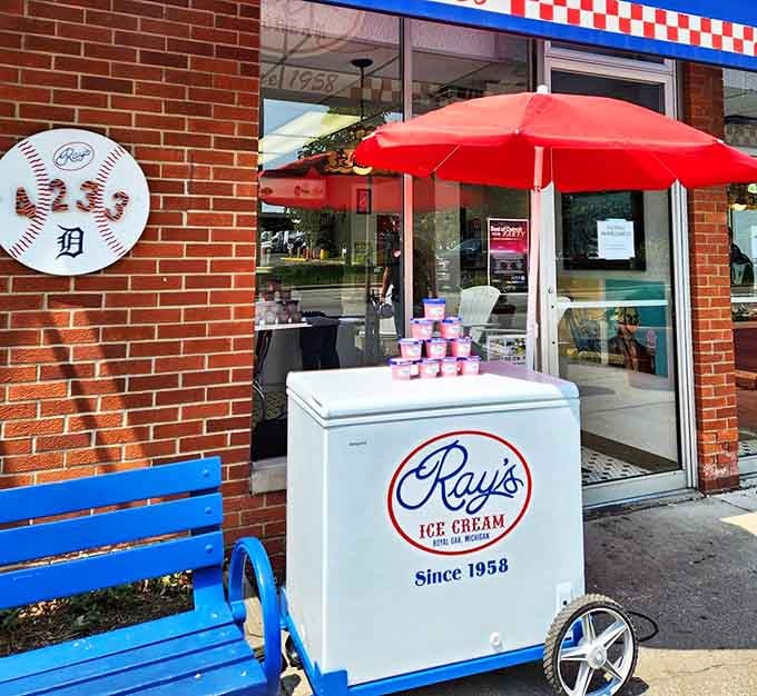Ray's portable ice cream cart brings the frozen magic to outdoor events, proving that good ice cream, like true love, cannot be contained within four walls.