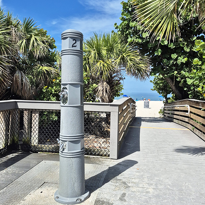 Beach convenience at its finest &ndash; where sandy adventures don't have to follow you home thanks to these practical shower stations.