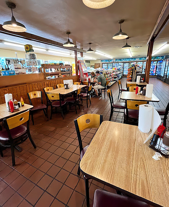 Another angle of the dining area reveals the country store aspect, where locals shop while visitors feast.