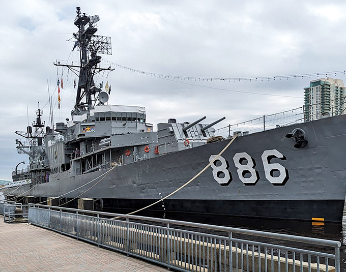 The Orleck's profile showcases the sleek, purposeful design that made destroyer-class vessels the greyhounds of the naval fleet.