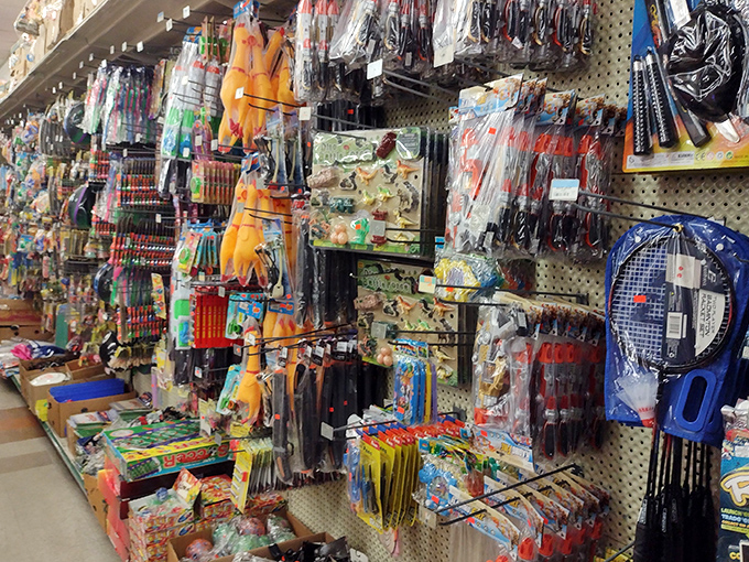 The toy section bridges generations, where classic amusements meet modern novelties in a playground of possibilities.