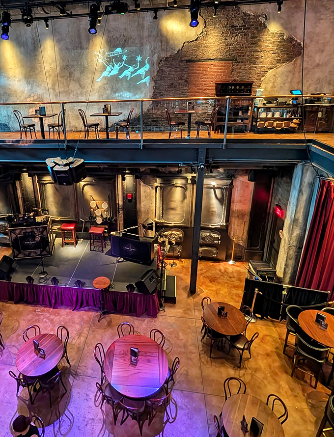 The Edison unfolds below like a mechanical dollhouse, where diners become unwitting performers in a multi-level theater of food and fascination.