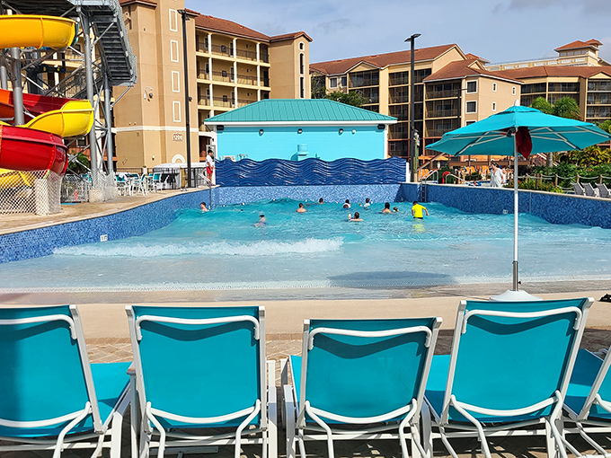 The wave pool creates an inland ocean experience where swimmers bob like human corks, minus the salt, seaweed, and suspicious warm spots.