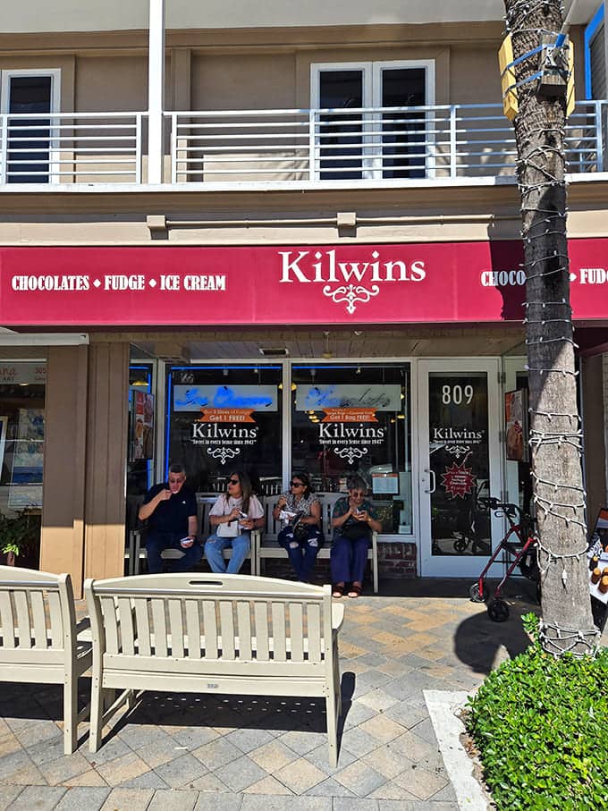 Kilwins' classic storefront on Las Olas Boulevard invites passersby to experience old-fashioned candy-making traditions.