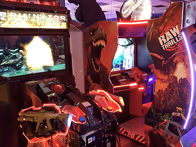 Action Arcade Games: Dinosaurs and danger await in these high-octane cabinets where reflexes are tested and inner action heroes are unleashed.