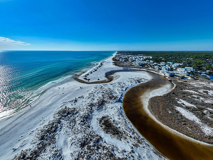 God's own watercolor set &ndash; where Western Lake curves into the Gulf creating nature's perfect composition from above.
