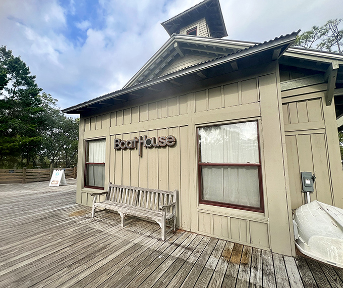 The Boathouse offers rustic charm on weathered wood, looking like it's been telling coastal stories since before Instagram filters were invented.
