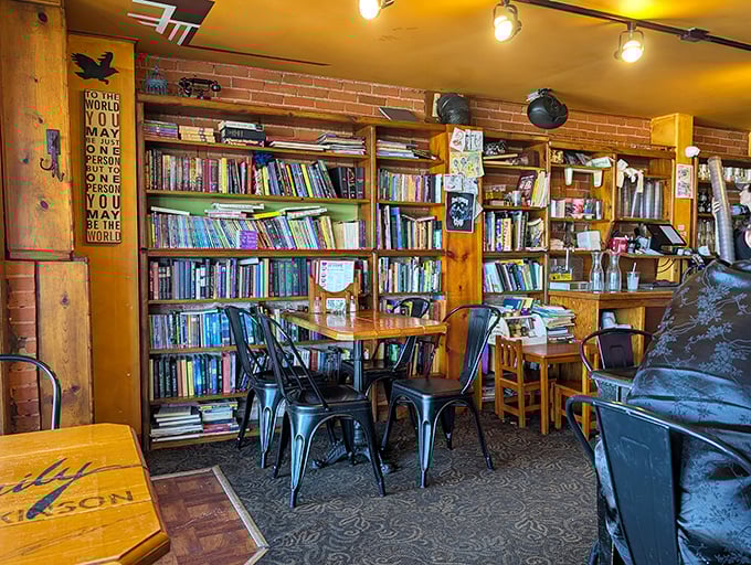 Not just bookshelves &ndash; these are portals to other worlds, conveniently located next to tables where you can enjoy both literary and culinary journeys.